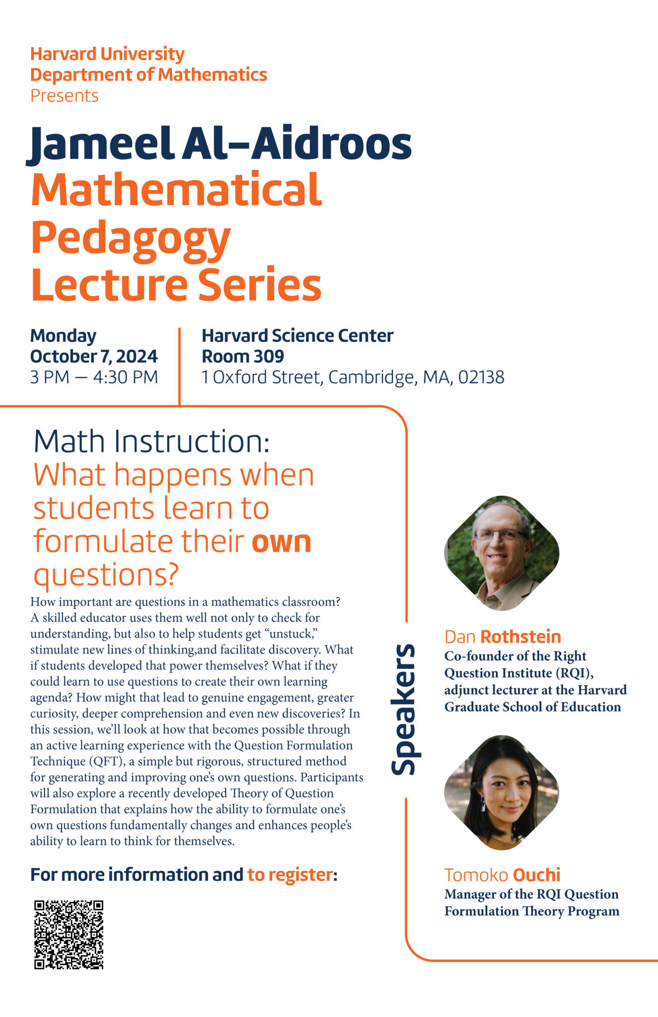 Jameel Al-Aidroos Mathematical Pedagogy Lecture Series 2024 - Harvard Math